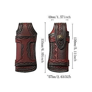 Straight Leather Knife Sheath,Leather Folding Pocket Sheath Universal Knife Edge Guard for Outdoor Bushcraft Camping (L)