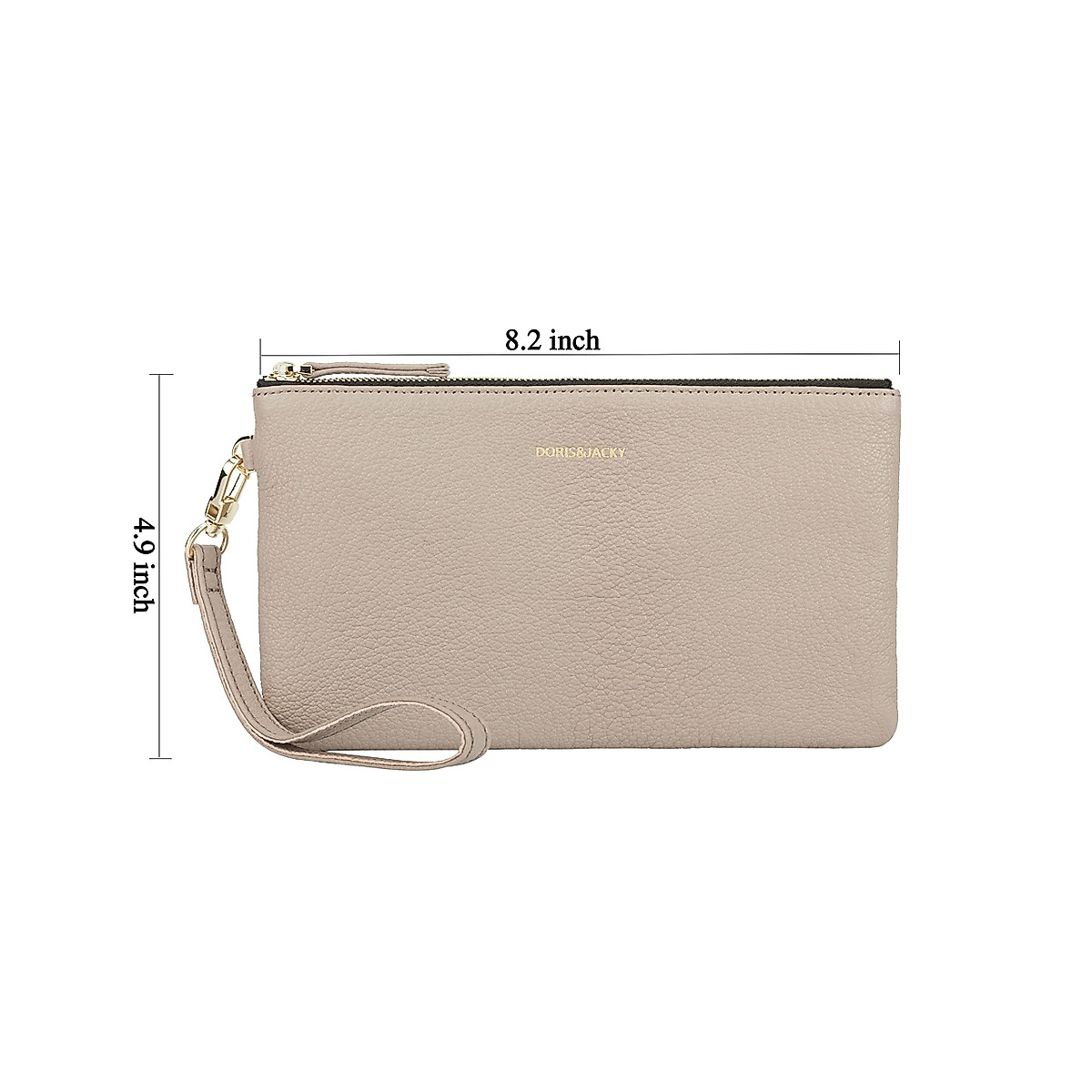 DORIS&JACKY Goatskin Leather Wristlet Clutch Wallet Cute Small Pouch Bag With Strap (Goatskin-grey, 4-grey)
