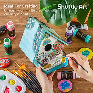 Shuttle Art Acrylic Paint Set, 36 Colors Acrylic Paint (2oz/Bottle) with Brushes & Palette, Rich Pigments Non-toxic Paint for Artists Kids & Adults, Art Supplies for Canvas Rock Ceramic Wood Painting