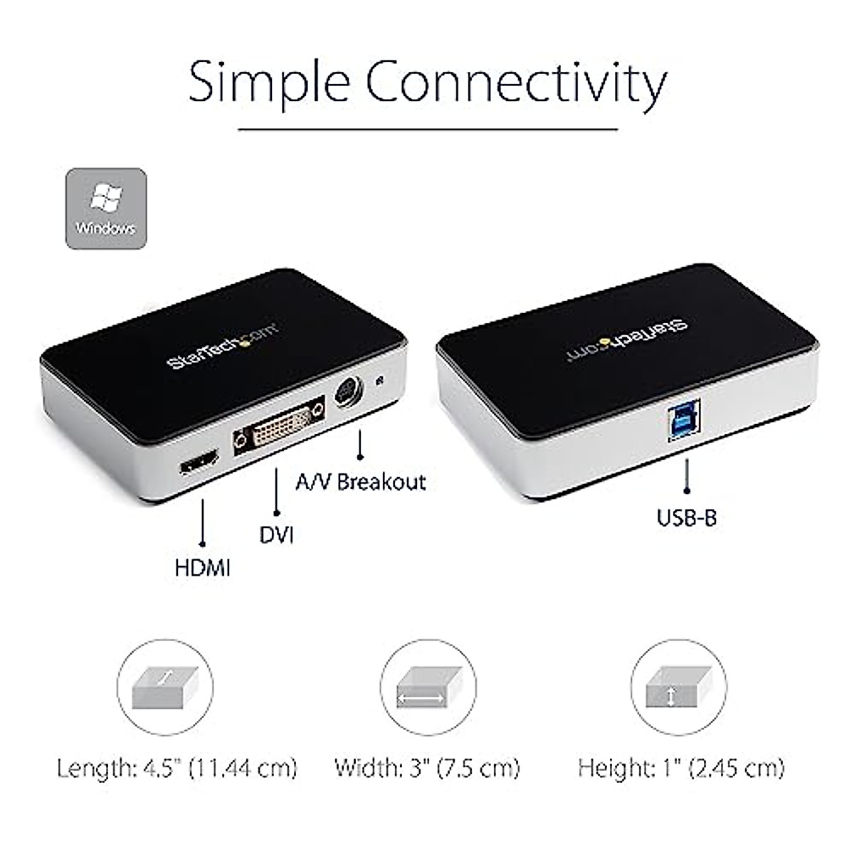 StarTech.com HDMI Video Capture Device - 1080p - 60fps Capture Card - USB Video Recorder - with HDMI DVI VGA, TAA (USB3HDCAP)