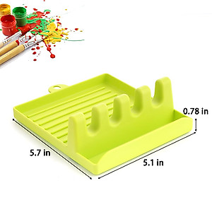 DQITJ 4 Pack Washable Paint Brush Holder Painting Brush Stand Rest for Oil Watercolor Acrylic Painting (White and Green)