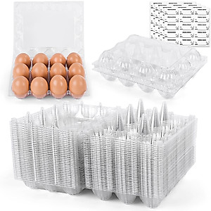 LOVEINUSA 60PCS Clear Egg Cartons, Egg Cartons Cheap Bulk Plastic Egg Holders for Home Ranch Chicken Farm Market Display 12-cavity