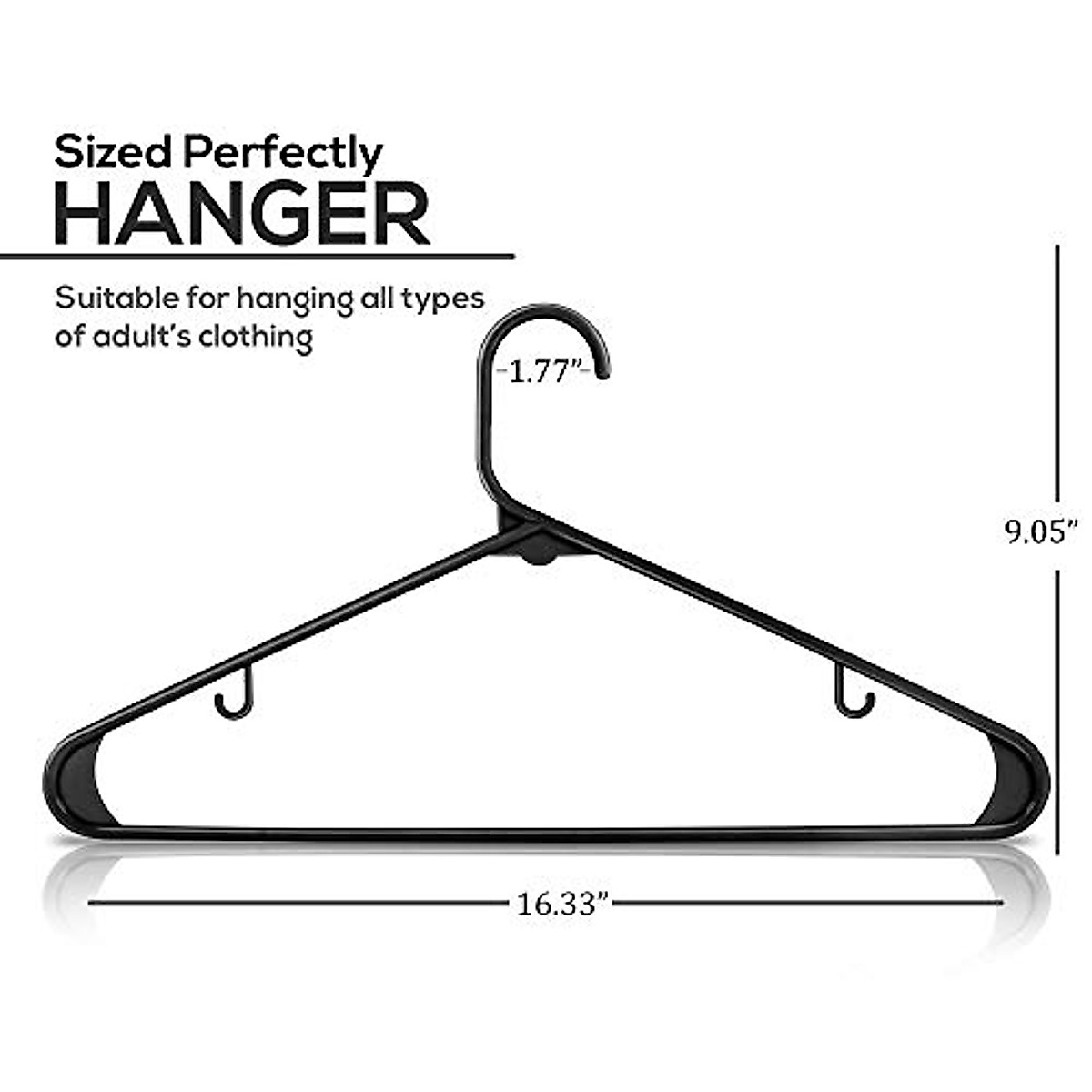 Utopia Home Plastic Hangers - Durable & Space Saving Coat Hanger - Hook Hangers - Heavy Duty Hangers for Coats, Pants, Dress (Pack of 100, White & Black)