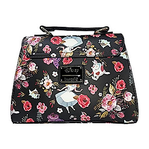 Loungefly Disney Alice in Wonderland Allover Floral Print Crossbody Satchel Handbag Purse