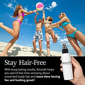 Smooth - Best All Natural Hair Growth Inhibitor Spray After Body Face Hair Removal Permanently Minimizes Regrowth Women Men Sensitive Skin 4.3 fl oz