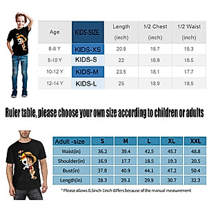 Anime T-Shirt Straw Hat Short Sleeve for Youth Men Women Kids Boys Girls 1M
