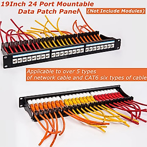 Diyeeni 19Inch 24 Port Data Patch Panel Mountable Data Patch Panel CAT6 Network Cable Rack Easy to use(Not Include Modules)