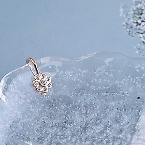 Zeshimb Crystal Flower Nose Ring Gold Fake Septum Nose Rings Cz Flower Nose Cuff Tiny Flower Nose Rings Studs U Shaped Clip on Nose Stud Jewelry for Women and Girls