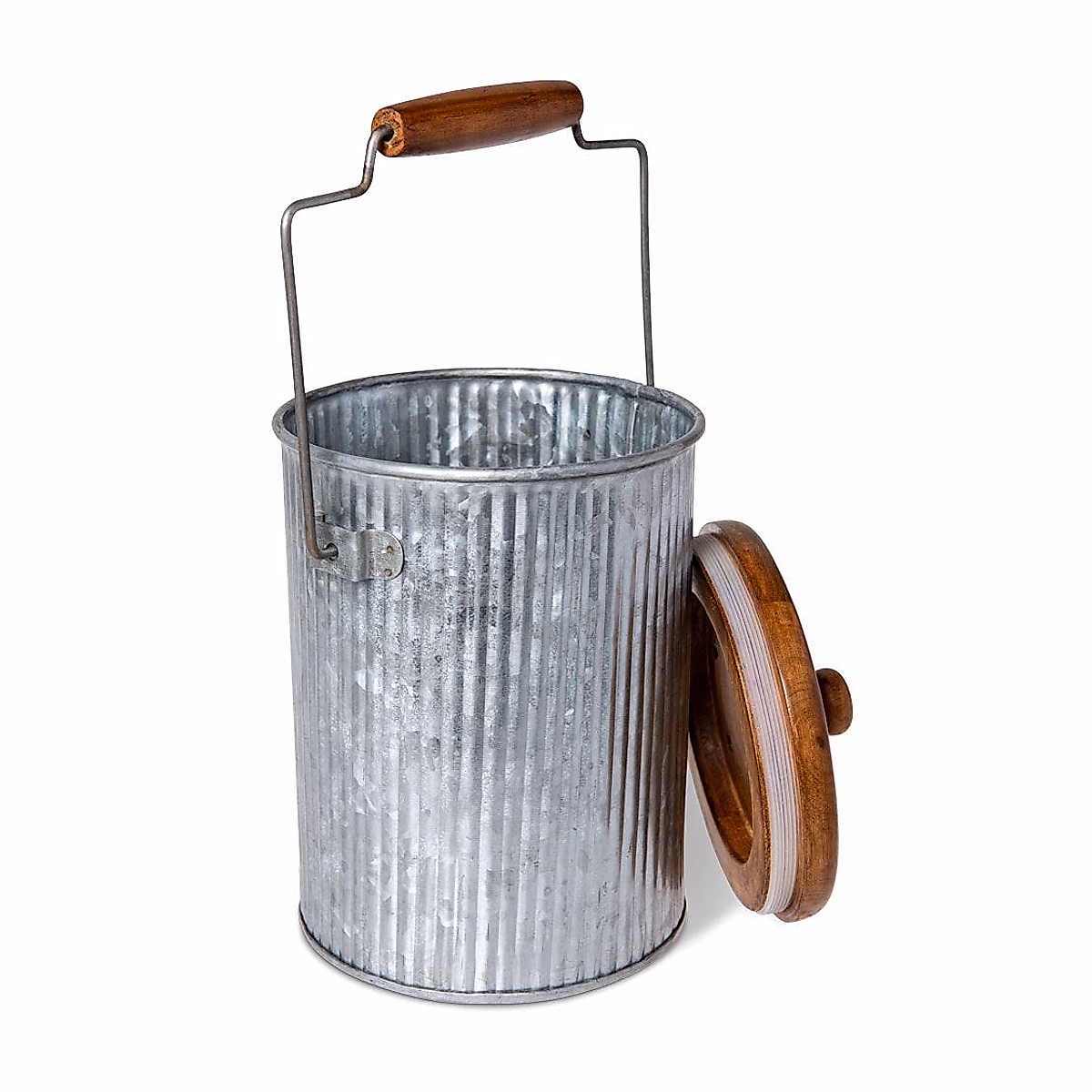 Gardener's Supply Company Galvanized Compost Pail | Sturdy Metal Vintage Style Crock with Lid for Organic Composting Kitchen Countertop Waste Bin | Holds 1.5 Gallon of Food Scraps