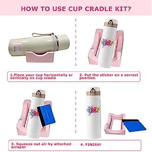 LexRory Silicone Cup Cradle for Tumblers - Tumbler Holder for Crafts with Felt Edge Squeegee - 2 Angles Cups Stand Use to Apply Vinyl Decals for Tumblers Cup Projects