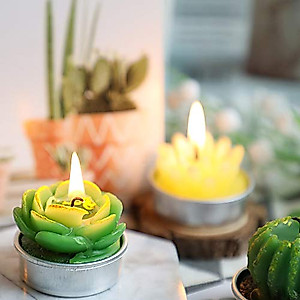 24PCS Cactus Tealight Candles Set, FULANDL Handmade Delicate Succulent Cactus Tealight Candles, Artificial Succulent Plants Candles for Party, Festival, Birthday, Wedding, Home Decor