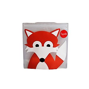 3 Sprouts Sandwich Bag – Reusable and Washable Lunch Storage Bag for Kids - 2 Pack, Fox