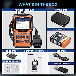 FOXWELL NT510 Elite OBD2 Scanner fit for BMW Full System Car Code Reader Diagnostic Tool with All Reset Services, Battery Registration ABS Bleed Airbag EPB Oil SAS TPS CKP Bidirectional Active Test