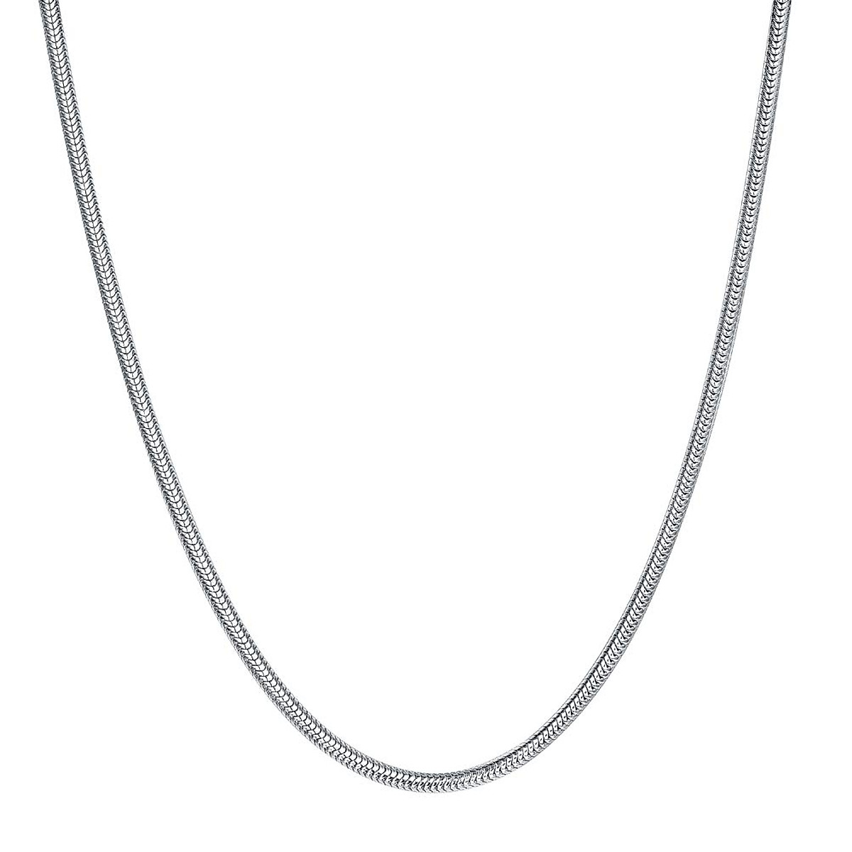 BORUO 925 Sterling Silver Snake Chain Necklace, 1mm Solid Italian Nickel-Free Chain Lobster Claw Clasp 14 Inch