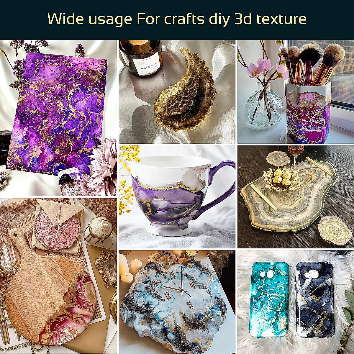 Wayin Metallic Alcohol Ink Set - 6 Color Metallic Alcohol Pigment Resin Dye, Concentrated Extreme Shimmer Alcohol-Based Inks for Epoxy Resin Yupo Tumbler Cups Acrylic Pouring Paint (15ml/.5 fl oz )