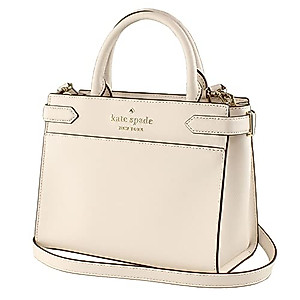 Kate Spade New York Staci Small Saffiano Leather Satchel Bag in Parchment