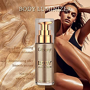 Liquid Illuminator, Firstfly Body Highlighter Makeup Smooth Shimmer Glow Liquid Foundation for Face & Body（#01 Rose Gold）