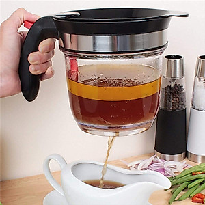 Fat Separator With Bottom Release - Food Strainers,Oil Separator with Strainer 4 Cup Gravy & 1L Grease Separator Cup with Strainer for Improved Health