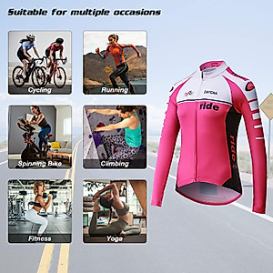 CATENA Women's Cycling Jersey Long Sleeve Shirt Running Top Moisture Wicking Workout Sports T-Shirt Womens Summer Tops Rose