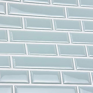 In Home NH2361 Sea Glass Peel & Stick Backsplash Tiles, Blue