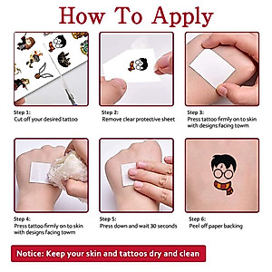8 Sheets Harry Temporary Tattoos for Kids, Potter Birthday Party Decorations Party Favors for Kids Party Supplies
