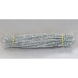 Carykon 100 PCS 12 Inch Glitter Tinsel Creative Arts Stems Chenille Stems Pipe Cleaners(Silver)