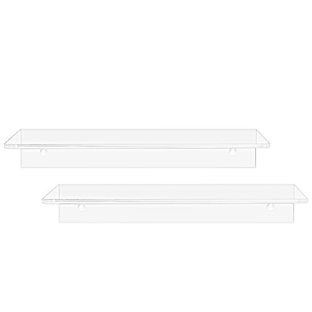 MyGift 12 Inch Clear Acrylic Floating Shelves for Wall Mounted Display Shelf, Set of 2