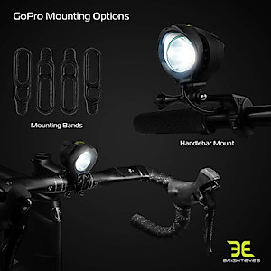 BRIGHT EYES 1800 Lumen Bicycle Light Set - The Stamina - Super Bright Headlight w/Quad Cree Technology and Light Weight Military Grade Nylon Shell - Free USB Rechargeable Taillight