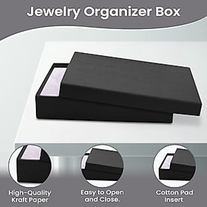 Novel Box 10 Pack Black Jewelry Gift Box 5.5x3.5x1in with Cotton Filled | Cardboard Jewelry Box | Gift Boxes with Lids Made in USA | Boxes for Bracelet Necklace Ring Earrings