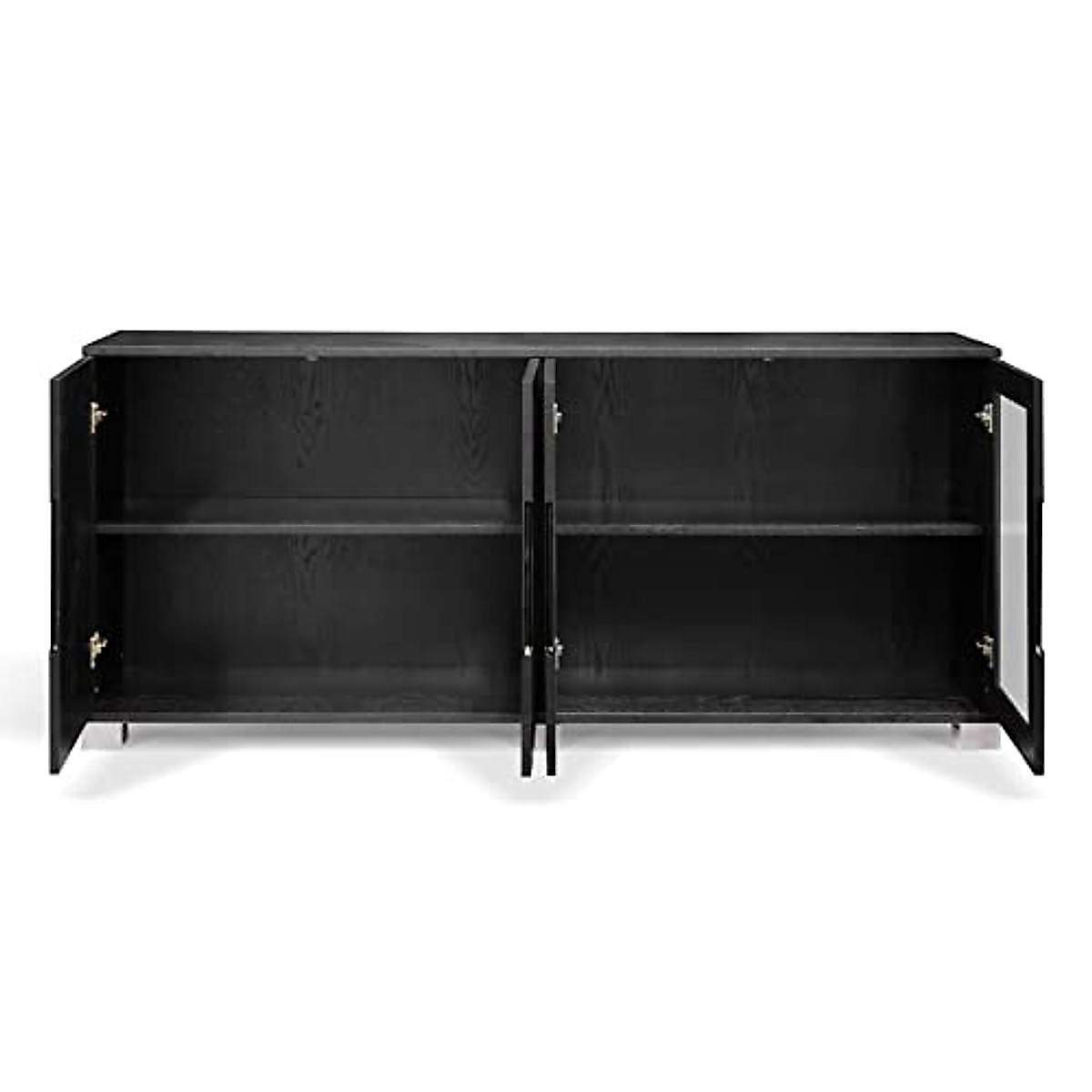 Zuri Furniture Hayes Modern Cabinet with Glass Doors - Black Oak