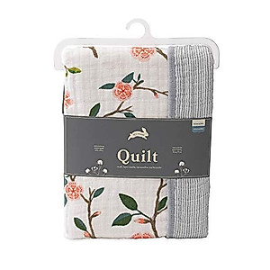 Red Rover Kids Cotton Muslin Quilt – 44” x 44”- 100% Cotton – Machine Washable – Softer with Every Wash – Playful Designs - Lightweight, Breathable Layers – Unisex (Peach Blossom)
