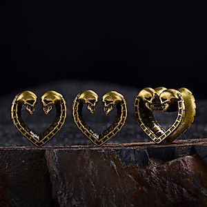 PUNKYOUTH Pair of Snake Ear Plugs Retro Cool Saddle Tunnels Gothic Ear Gauges Expander Stretcher Piercings Gauge 0g to 1 inch