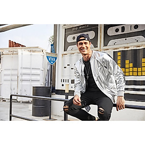 COOFANDY Mens Coat Metallic 70s Disco Party Varsity Jacket Button Zip-up Baseball Bomber