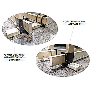 c2M Width & Depth Adjustable Elevated Outdoor Firewood Log Storage Rack Bracket Kit | Heavy Duty & Quick Assembly | Made in the USA + Hardware Included