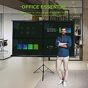 100 Inch Projector Screen Indoor with Stand for Movie Projection, Large 16:9 White Movie Screen, Portable Video Projection Screen for Home Theater, Office Meeting, Outdoor Advertising Camping and etc