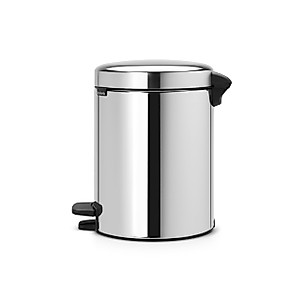 Brabantia New Icon Step Trash Can (1.3 Gal/Brilliant Steel) Soft Closing Kitchen Garbage/Recycling Can with Removable Bucket