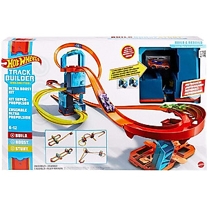 Hot Wheels Track Builder Playset Ultra Boost Kit, Powered by a Motorized Booster, 5 Configurations, 1:64 Scale Toy Car