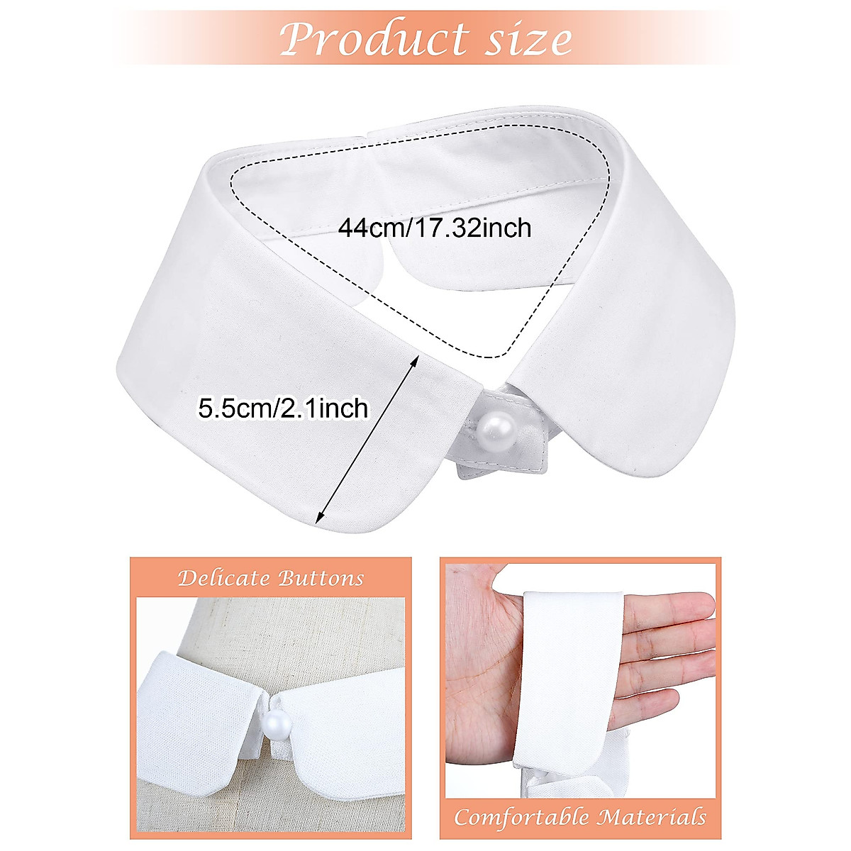 Giegxin 2 Pcs Dickey Rhinestones Fake Collar for Women Embellished Detachable Half Shirt Choker False Collar(Black, White,Simple Style)