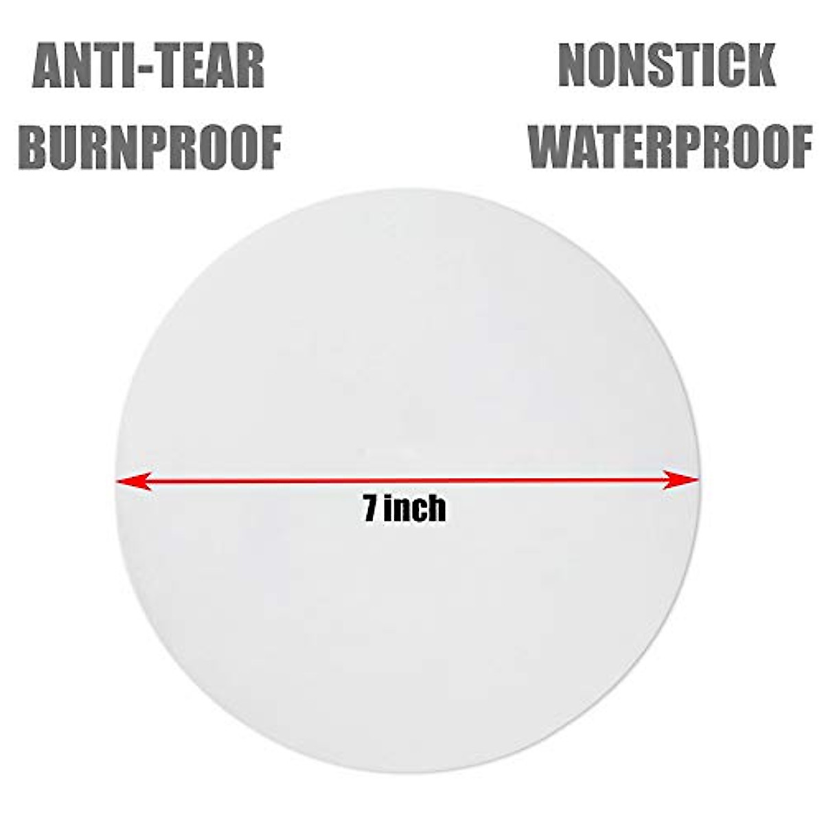 [250 Pack] 7 Inches Non-Stick Parchment Paper - Round White Baking Sheets, Wax Paper Liners for Cake Pan, for Steamer, Fryer and Oven, for Cakes, Cheesecakes, Pizza, Cookies, Meats and Vegetables