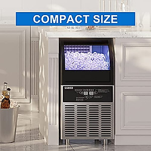 GSEICE Commercial Ice Maker Machine: 100lbs/24H Under Counter Ice Machine with 34lbs Storage Ice Bin, Stainless Steel Small Ice Maker Ideal for Home Coffee Shop Bars & Restaurant