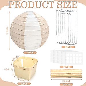 Retisee 12 Sets Baby Shower Hot Air Balloon Centerpieces with 10 Inch Large DIY Paper Lanterns, Wooden Berry Boxes and Sticks for Wedding Birthday Party Favor Gifts Gender Reveal Table Decoration