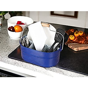 Alpha Living Home Utensil Caddy, Silverware Caddy Party, Silverware Caddy, Picnic Caddy, Flatware Caddy, Paper Plate Caddy, Galvanized Utensil Caddy, Metal Caddy, Outdoor Utensil Caddy - Slaty Grey