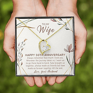 50 Year Wedding Jewelry Gift For Wife – 50 Year Anniversary Necklace Gift For Her – 50th Anniversary Wedding Present – 50th Wedding Anniversary Wife Gift – FLSG00050-9