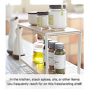 Yamazaki Home Tosca Kitchen Rack - Counter Storage Shelf Organizer - Steel + Wood