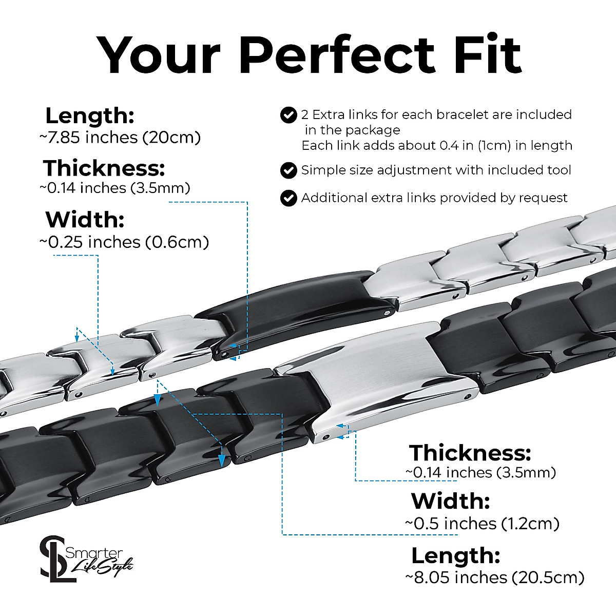 Smarter LifeStyle Elegant Matching Couples Bracelets, His and Hers Matching Bracelets For Couples Long Distance, Surgical Grade Steel Love Bracelet (Set)