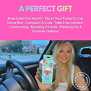 BLINGSTING First Aid Kit - 75 Essential First-aid Supplies, Bandages, Wipes, Gold Travel Case - Multipurpose Mini Emergency Kit for Women - Pink Interior - Compact & Versatile - TSA Approved (1 Count)