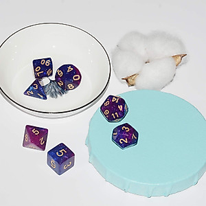 DND Dice 7Pieces, Cosmic Purple Blue Mixed Polyhedral DND Dice for RPG MTG Table Game Dice