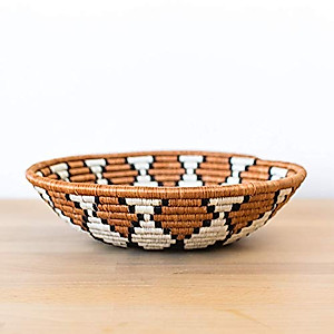 African Basket- Bungoma/Rwanda Basket/Woven Bowl/Sisal & Sweetgrass Basket/Burnt Sienna, Black, White