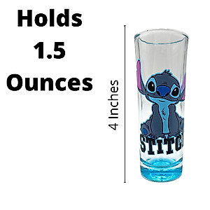 Jerry Leigh Sitting Stitch Alien Shot Glass, Disney Themed Adult Drinking Glasses, Disney Vacation Souvenirs for Men, Unique Birthday and Housewarming Gifts for Men and Women, 1 Ounce