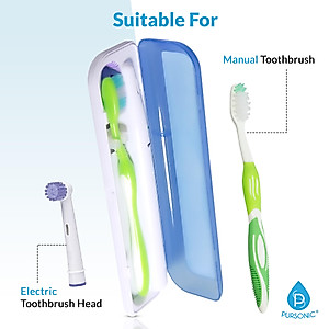 Pursonic Portable UV Toothbrush Sanitizer Case - Travel Toothbrush Sanitizer and Holder - Toothbrush Sanitizer with UV Light & Auto Shut Off Timer